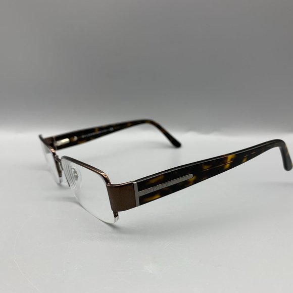 BVLGARI | Accessories | Bvlgari Brown Metal Rectangular Half Rim ...